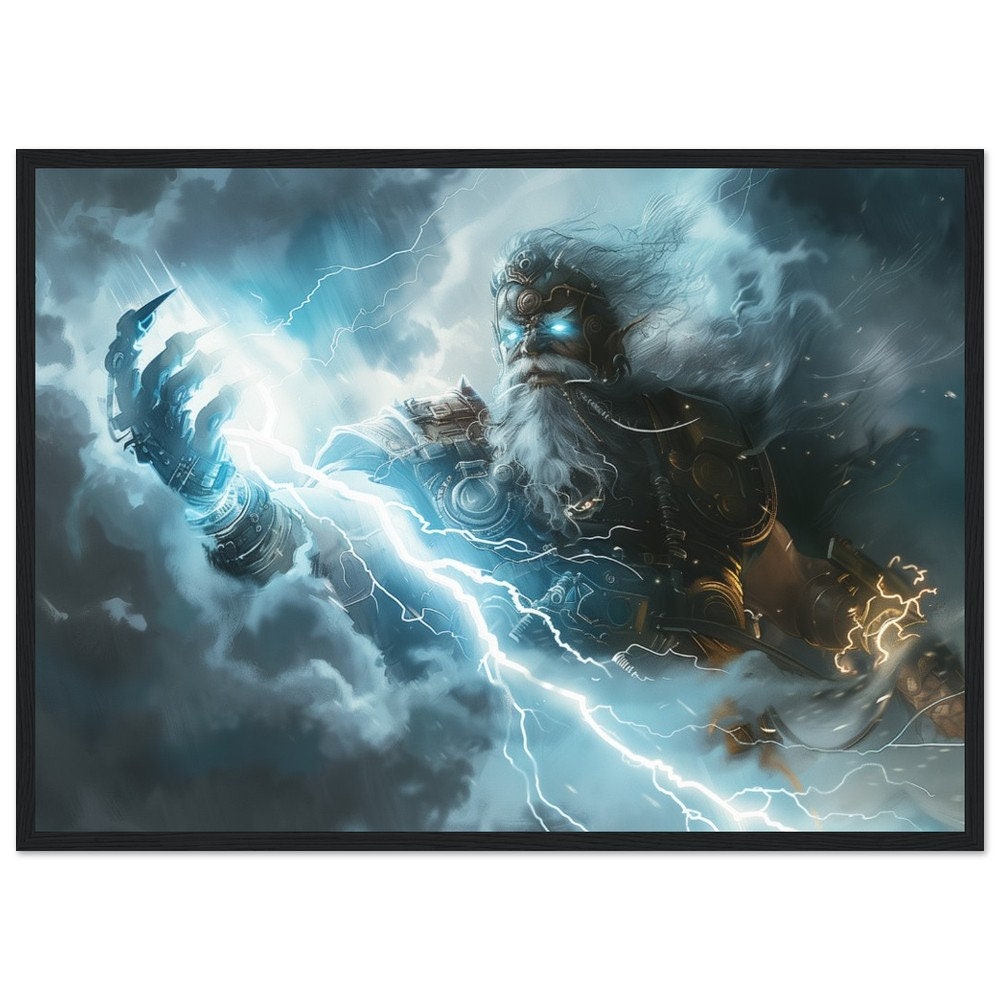 Zeus and the Creation of Lightning, Steampunk Zeus, 50x70cm Premium ...
