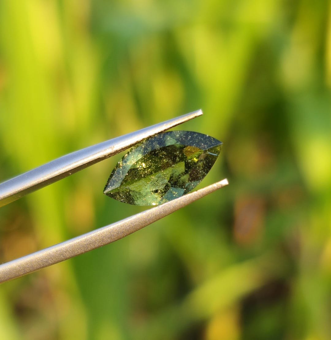 Precision Cut Moldavite Marquise Cut 2.1 Carat 7mm X 13.8mm Tektite ...