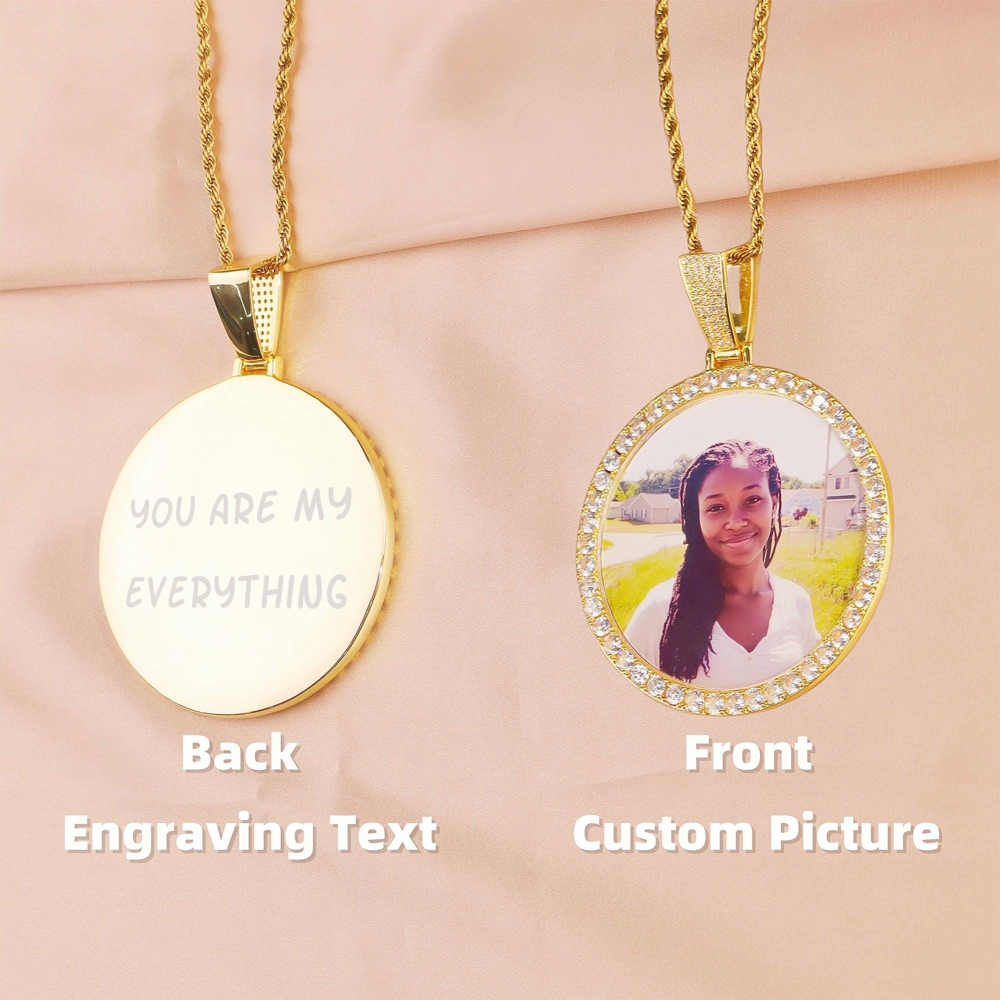 Iced Out 3 Sizes Round Personalized Family Member Picture Pendants ...