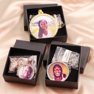 Iced Out 3 Sizes Round Personalized Family Member Picture Pendants ...