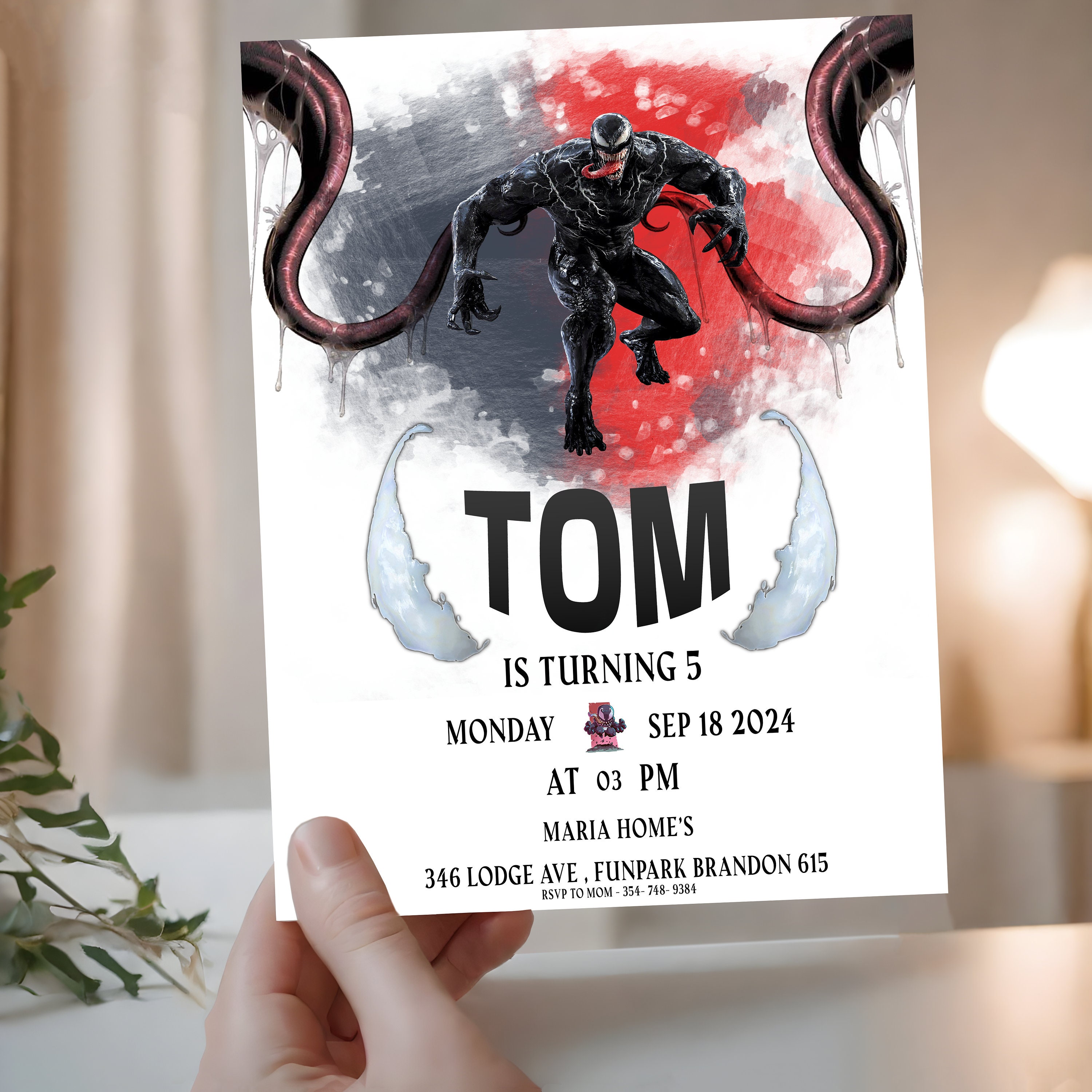 Custom Venom Kids Birthday Invitation, Digital Party Invite, Editable ...