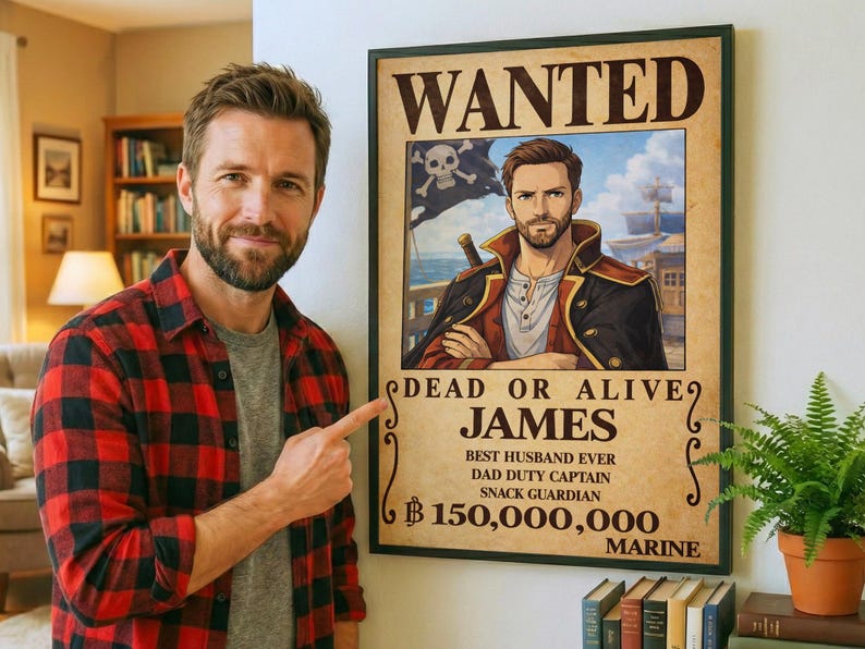 Custom Anime Wanted Poster, Personalized Pirate Portrait (digital ...