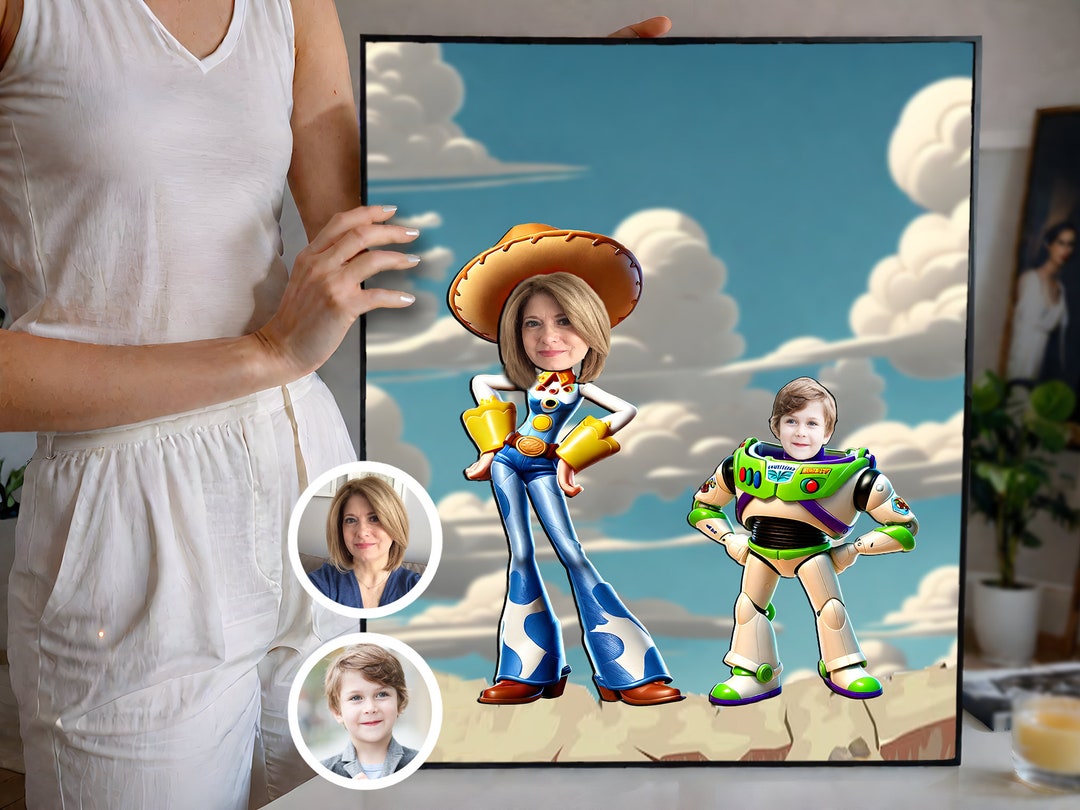 Personalized Mother and Son Toy Story Cartoon Portrait, Custom Toy ...