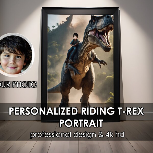Riding a Dinosaur - Etsy