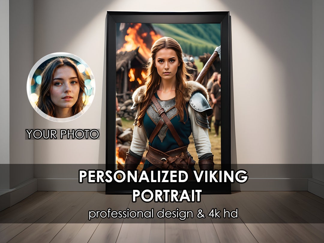 Personalized Portrait Viking Woman, Custom Viking Portrait, Adult and ...