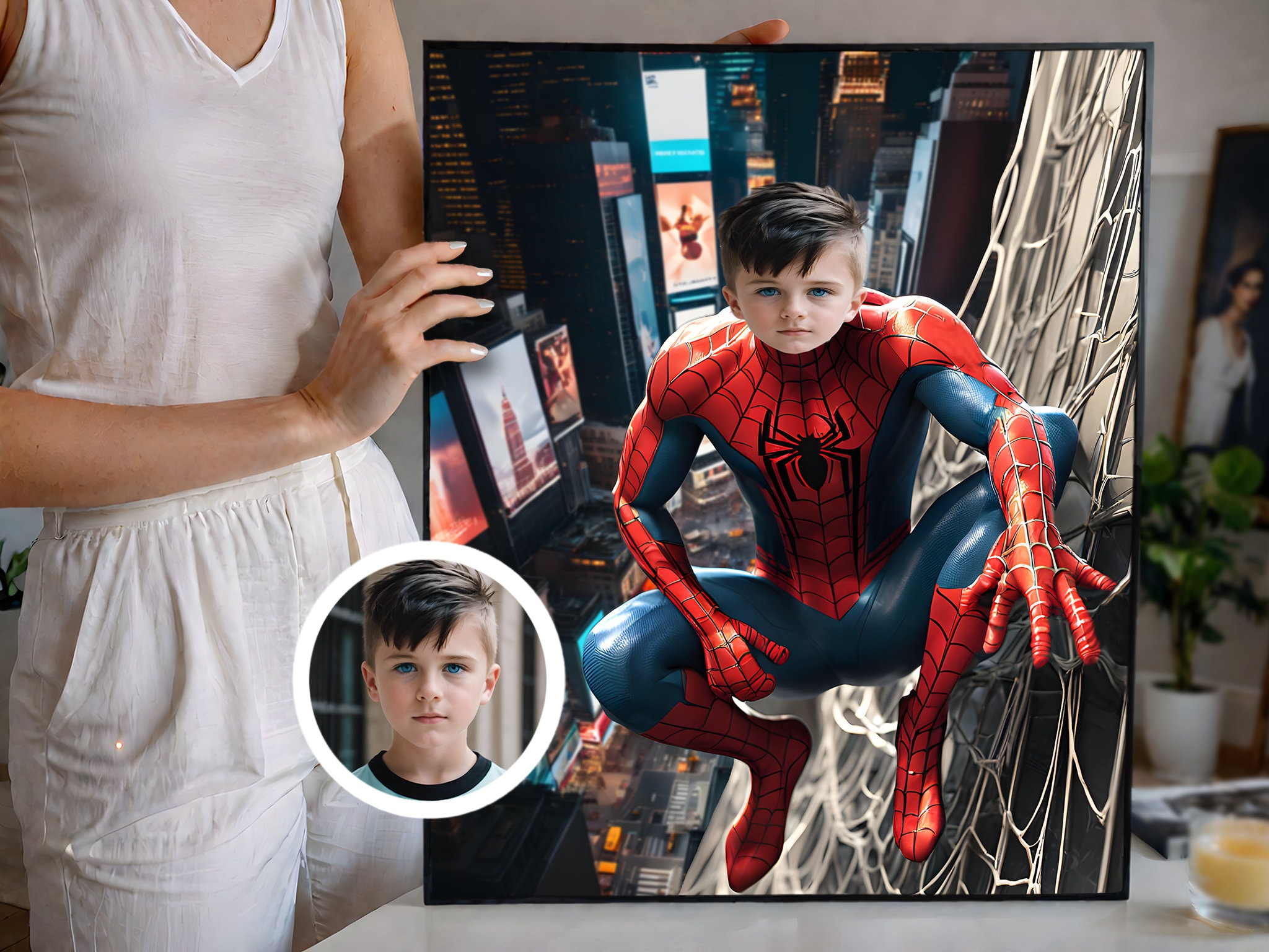 Personalized Spiderman Portrait, Custom Superhero Portrait, Kids Custom ...