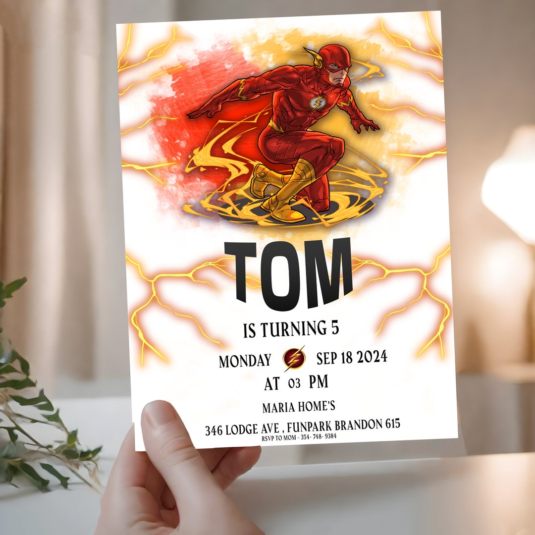 Custom the Flash Kids Birthday Invitation, Digital Party Invite ...