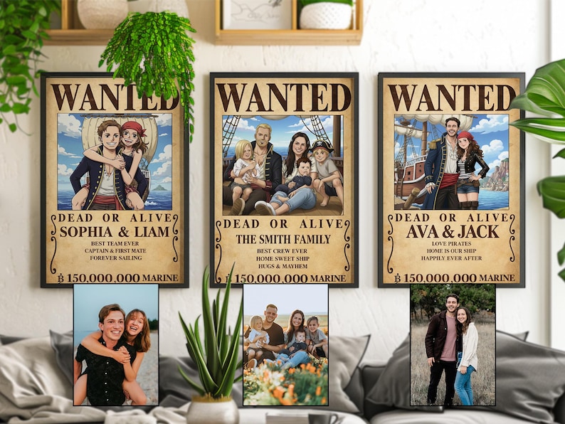 Custom One Piece Anime Wanted Poster, Personalized Pirate Portrait ...