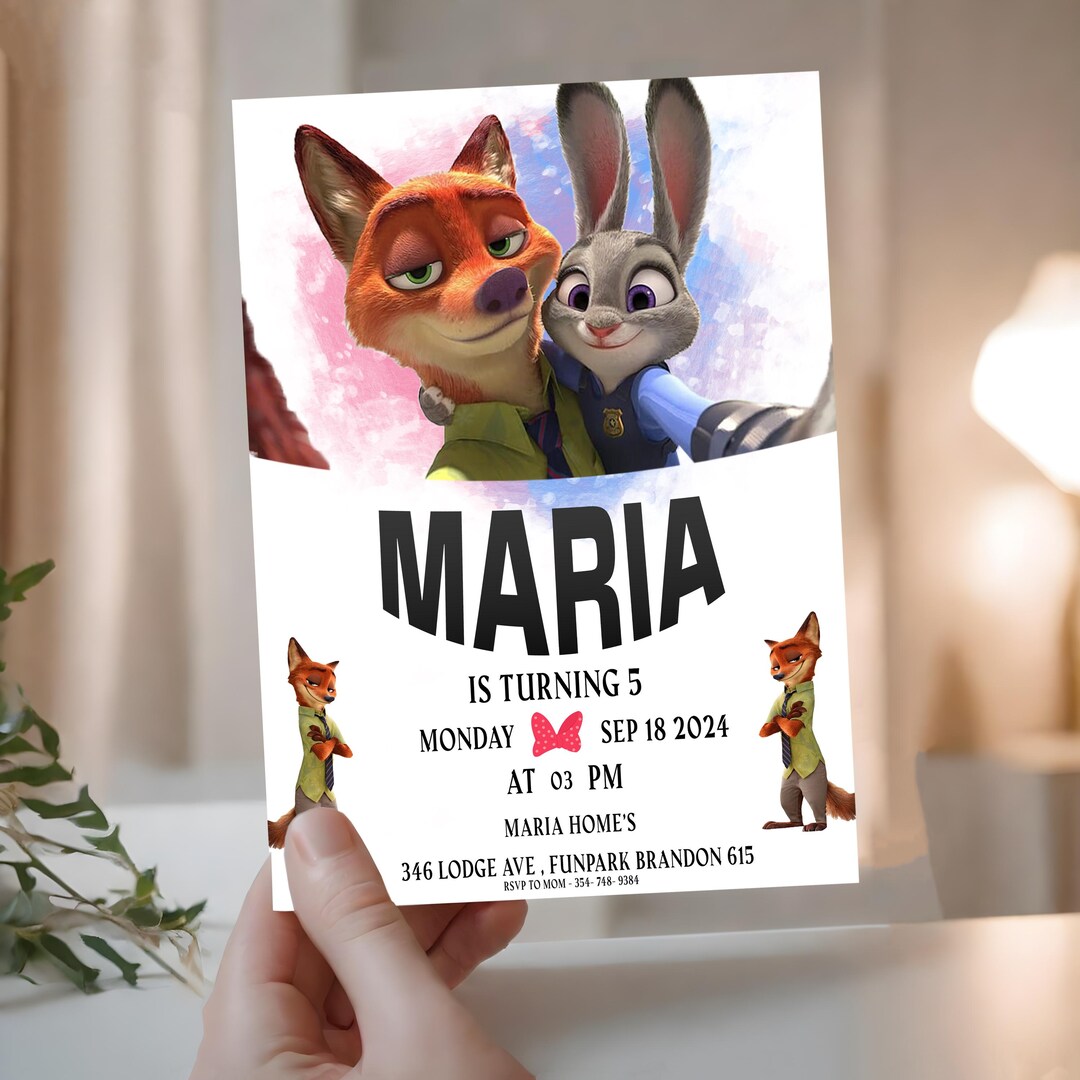 Custom Zootopia Kids Birthday Invitation, Digital Party Invite ...