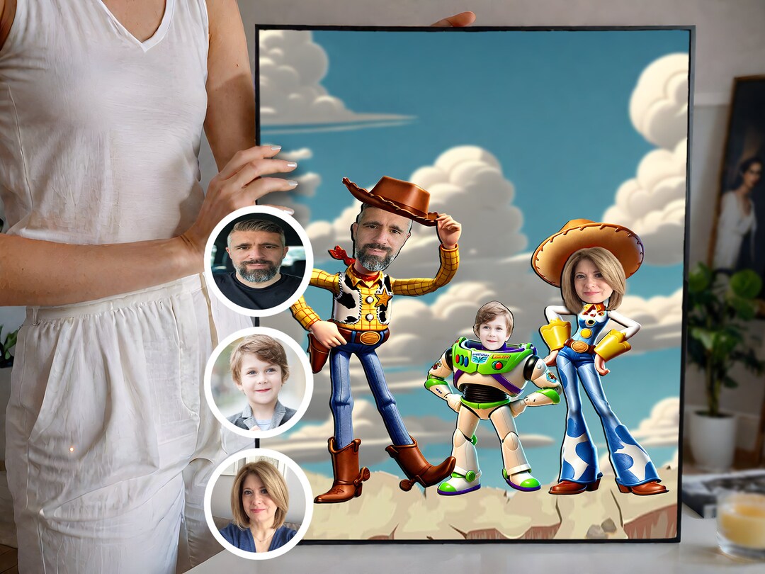 Personalized Family Toy Story Cartoon Portrait, Mother , Father and Son ...