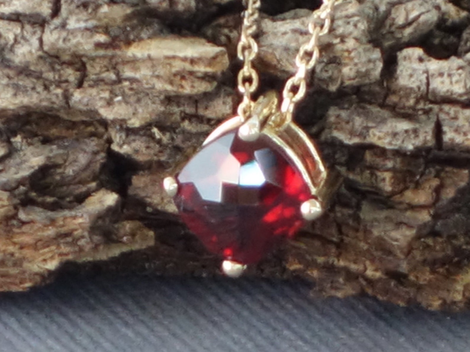 14k Garnet Pendant, Cushion Cut Garnet Pendant, 6mm Garnet Pendant ...