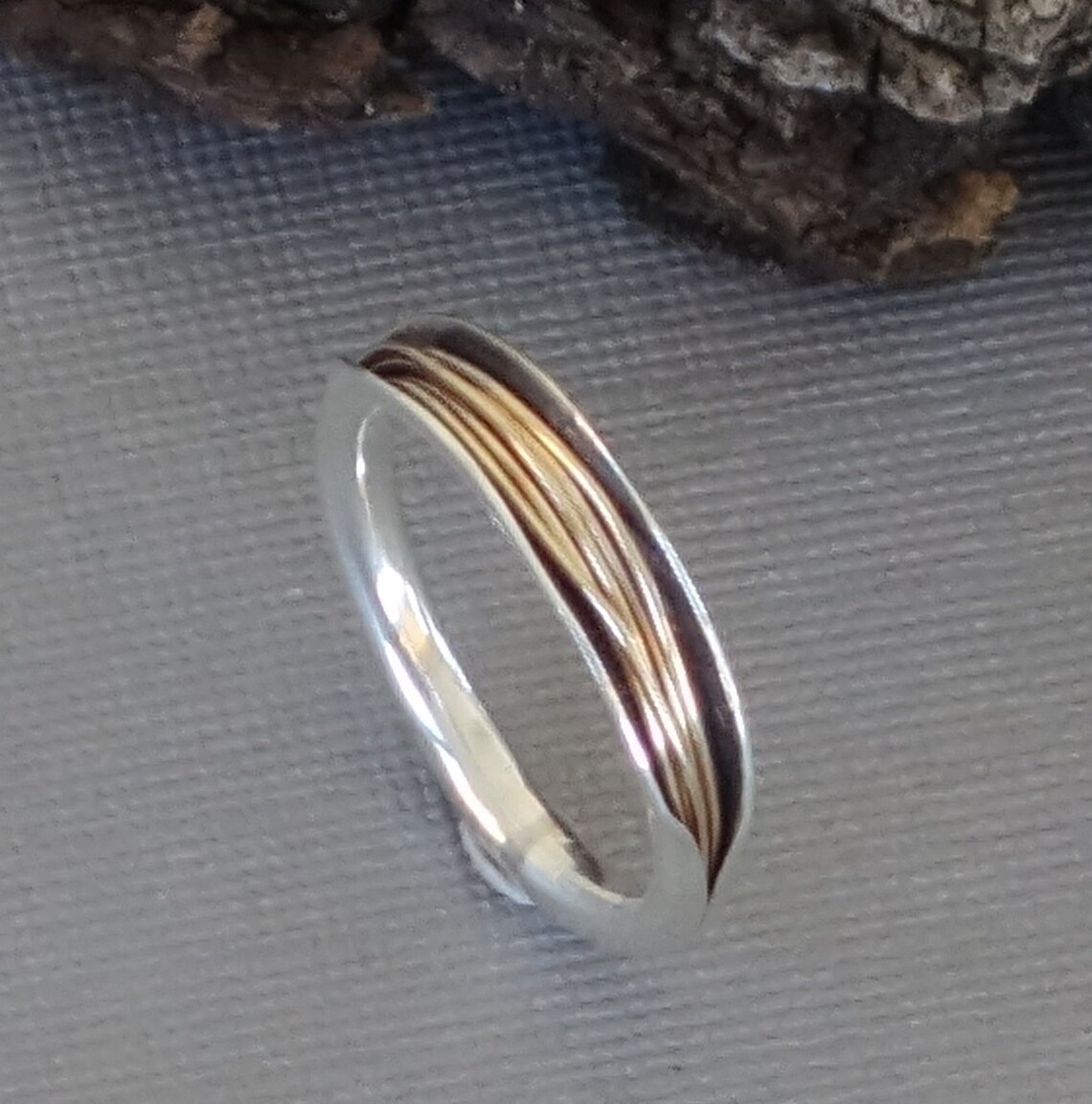 Anticlastic Ring, Black and Gold Band, Silver and Gold Ring, Made to ...