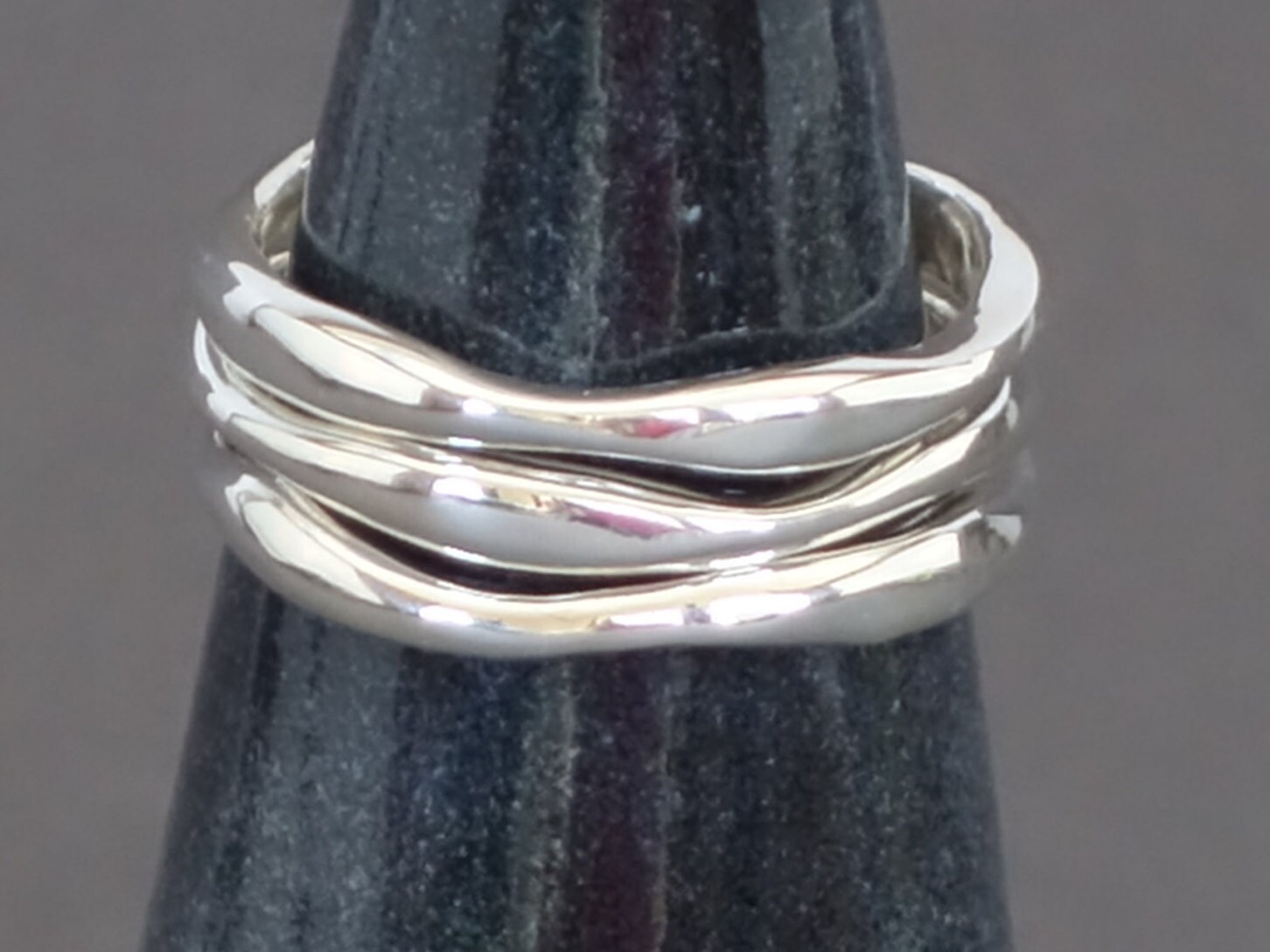 Thin Wavy Band, Organic Silver Band, Thin Stacking Band, Organic ...