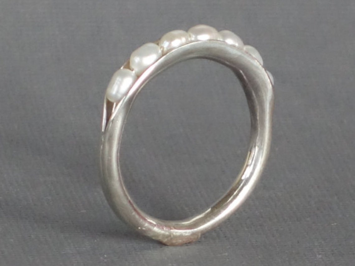 Pearl Ring White Pearl Band Anticlastic Ring June Birthday - Etsy