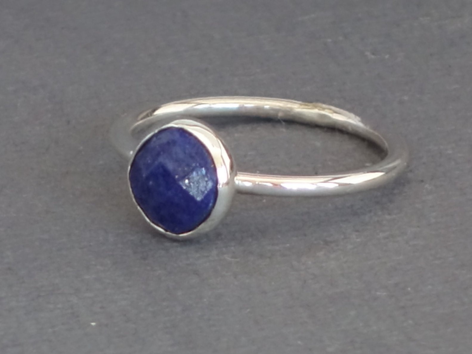 Lapis Ring, Round Lapis Ring, Lapis Lazuli Ring, Faceted Lapis Ring ...