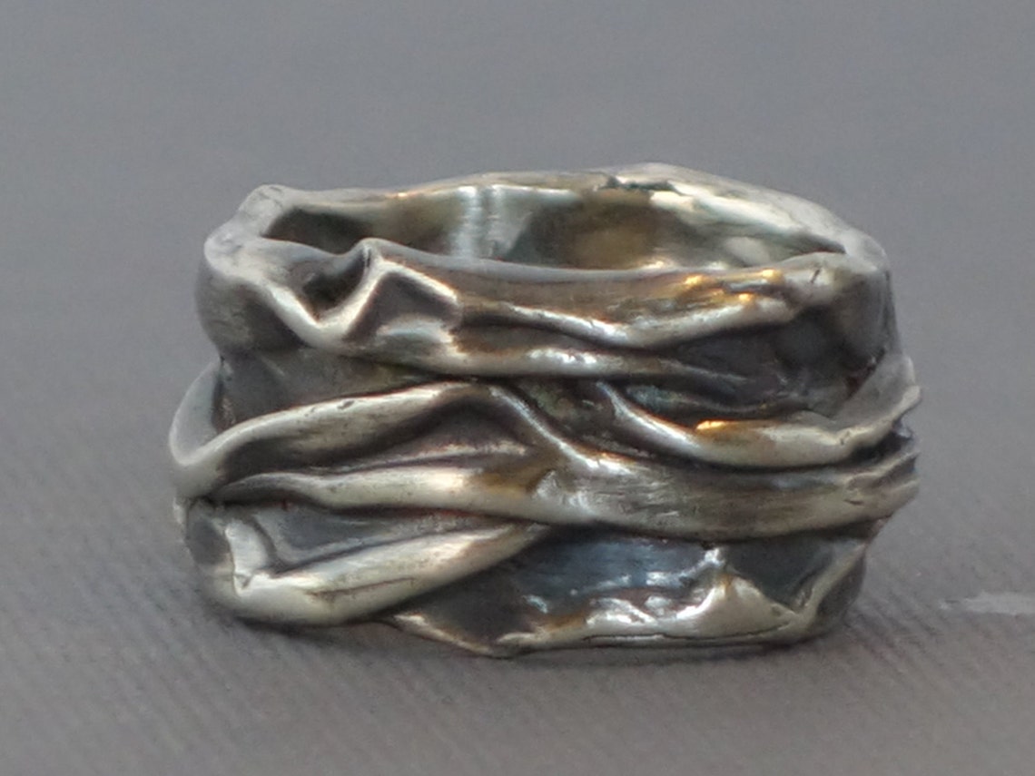 Chunky Silver Band Wide Silver Band Textured Silver Band - Etsy