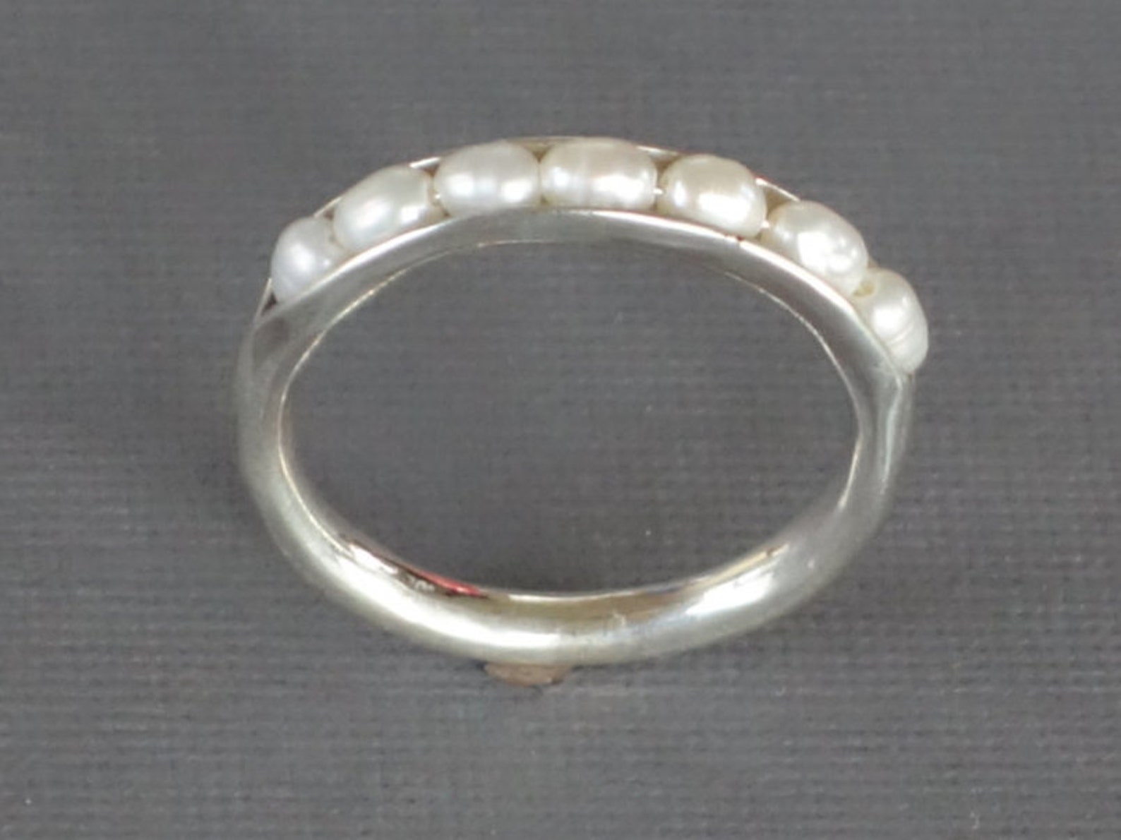 Pearl Ring White Pearl Band Anticlastic Ring June Birthday - Etsy