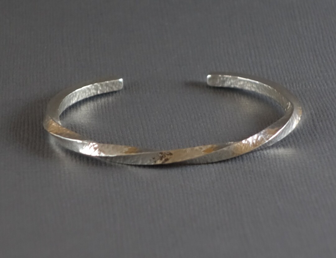 Silver Cuff, Twisted Silver Cuff, Square Cuff, Shiny Cuff Bracelet, Hammered Silver Cuff - Etsy