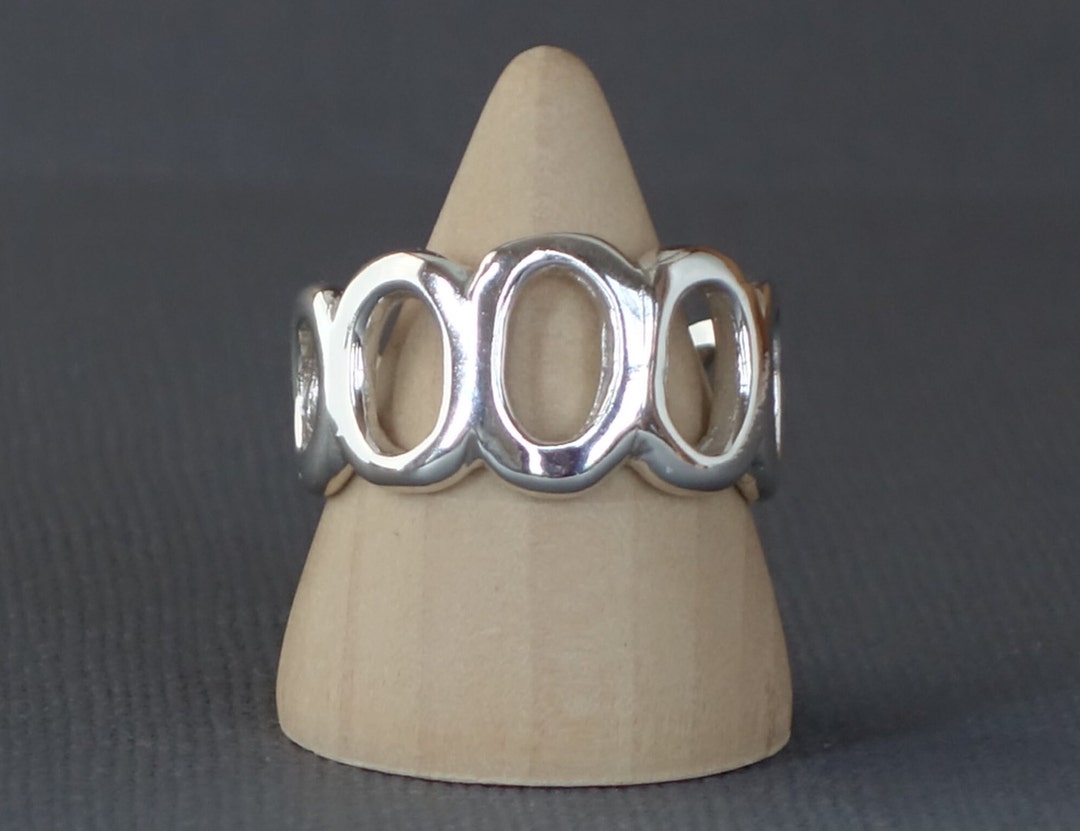 Open Oval Ring, Chunky Silver Ring, Silver Karma Ring, Tapered Band ...