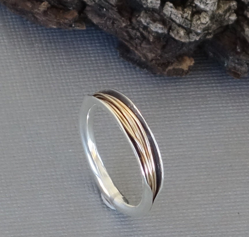 Anticlastic Ring, Black and Gold Band, Silver and Gold Ring, Made to ...