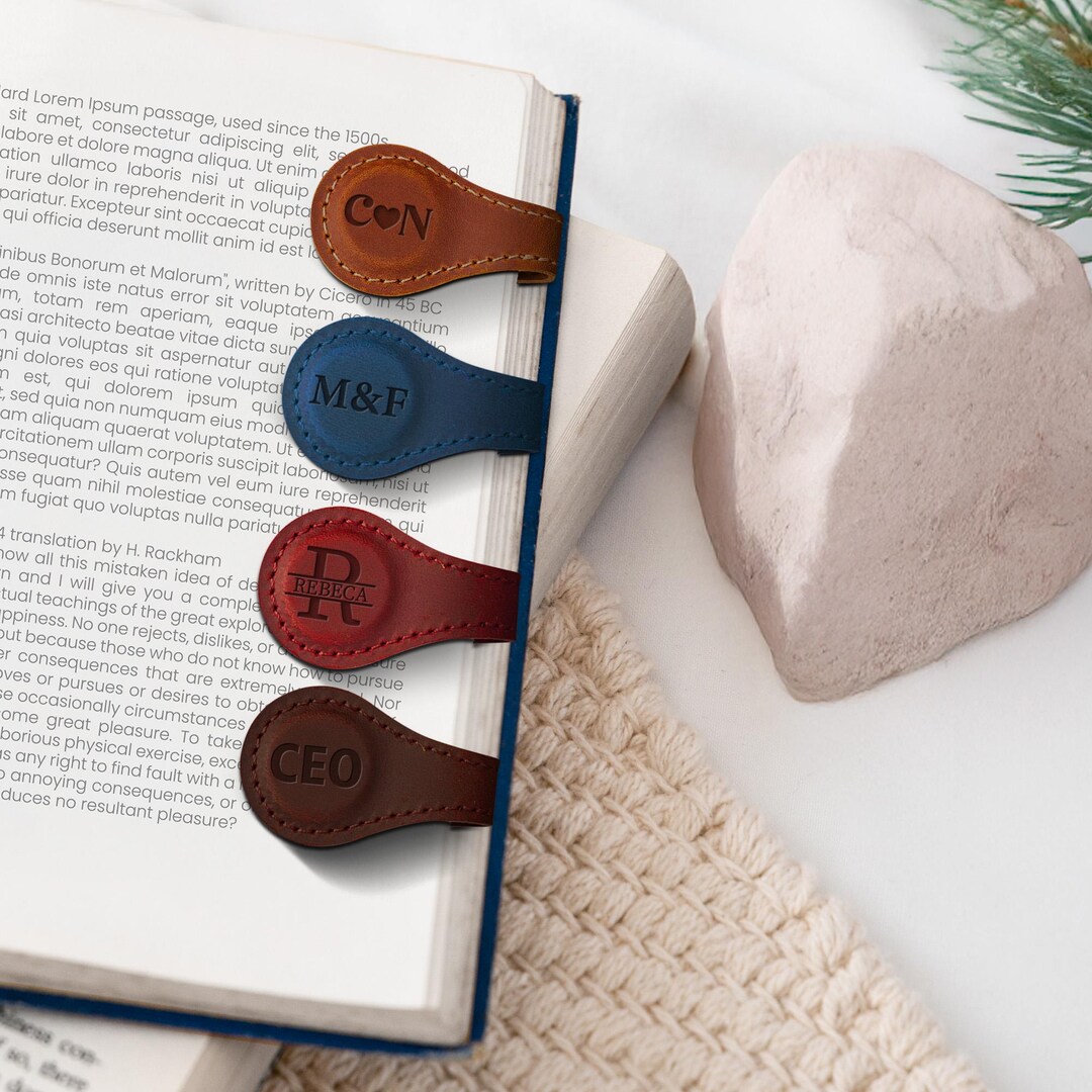 Personalized Leather Magnetic Bookmark for Men - Leather Bookmark With ...