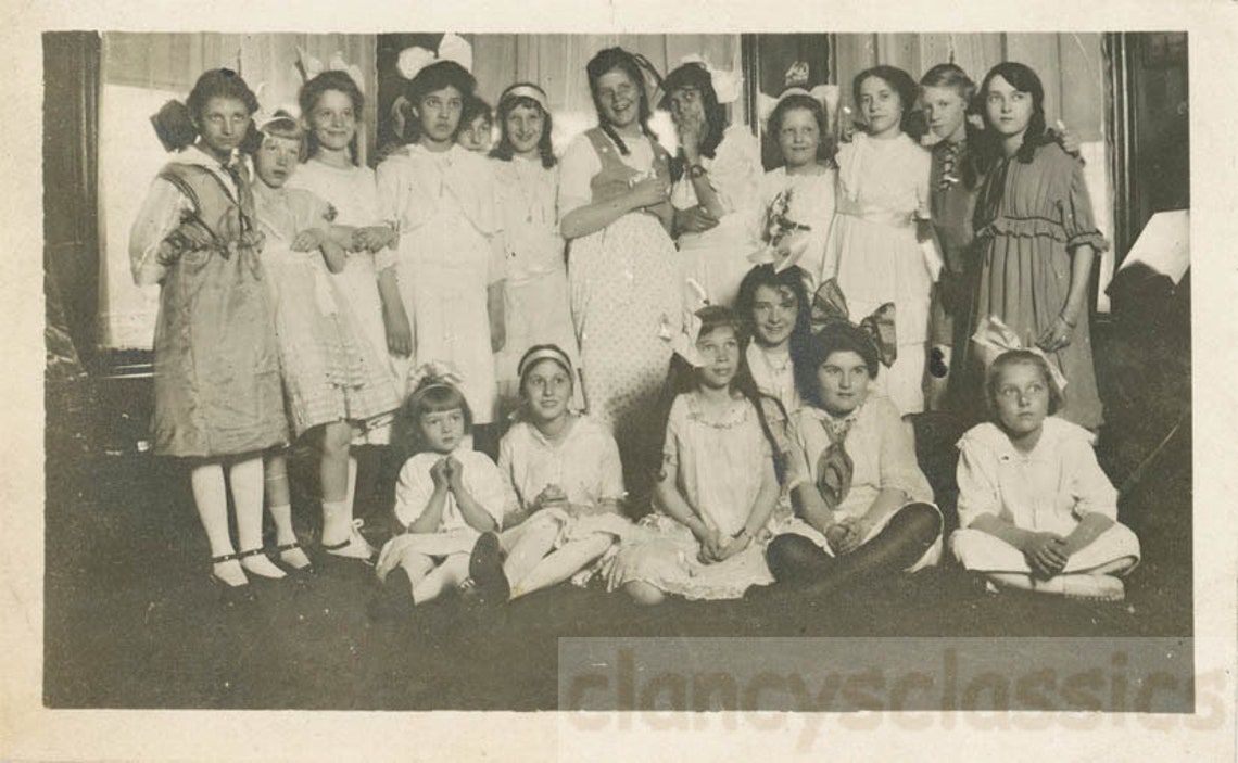 Vintage snapshot 1914 Girl Party Big Bows Party Dresses | Etsy