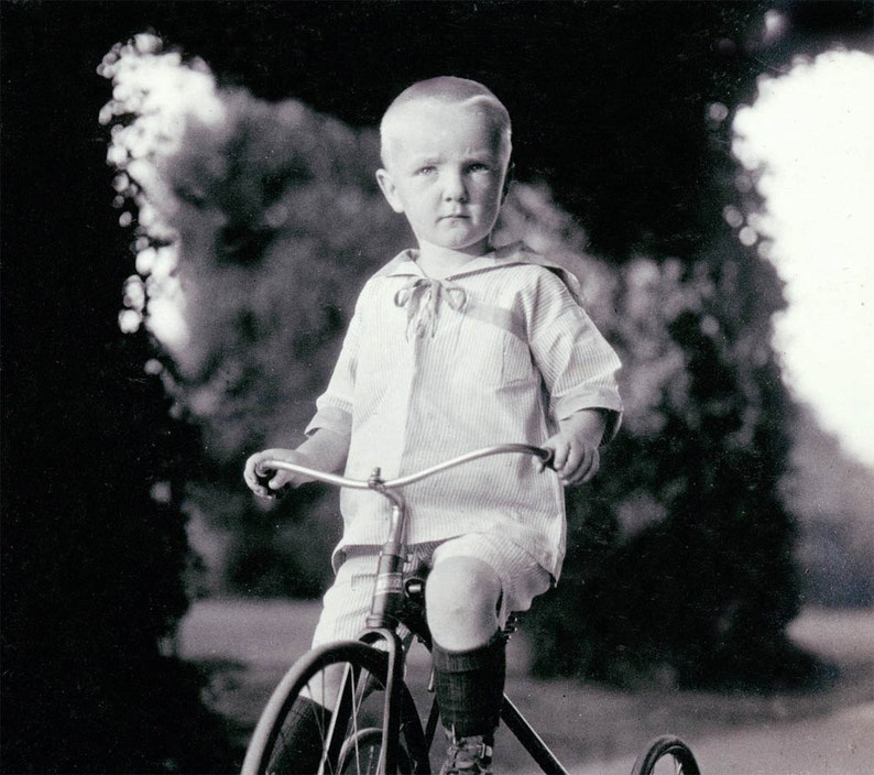 Vintage photo print Little DAvid Rides Old Fashioned Tricycle | Etsy