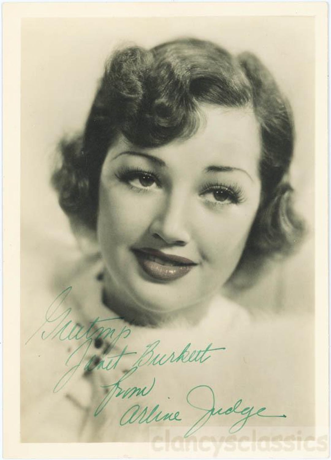 Vintage Photo 1930s Hollywood Star Singer Arline Judge Autographed 5X7 ...