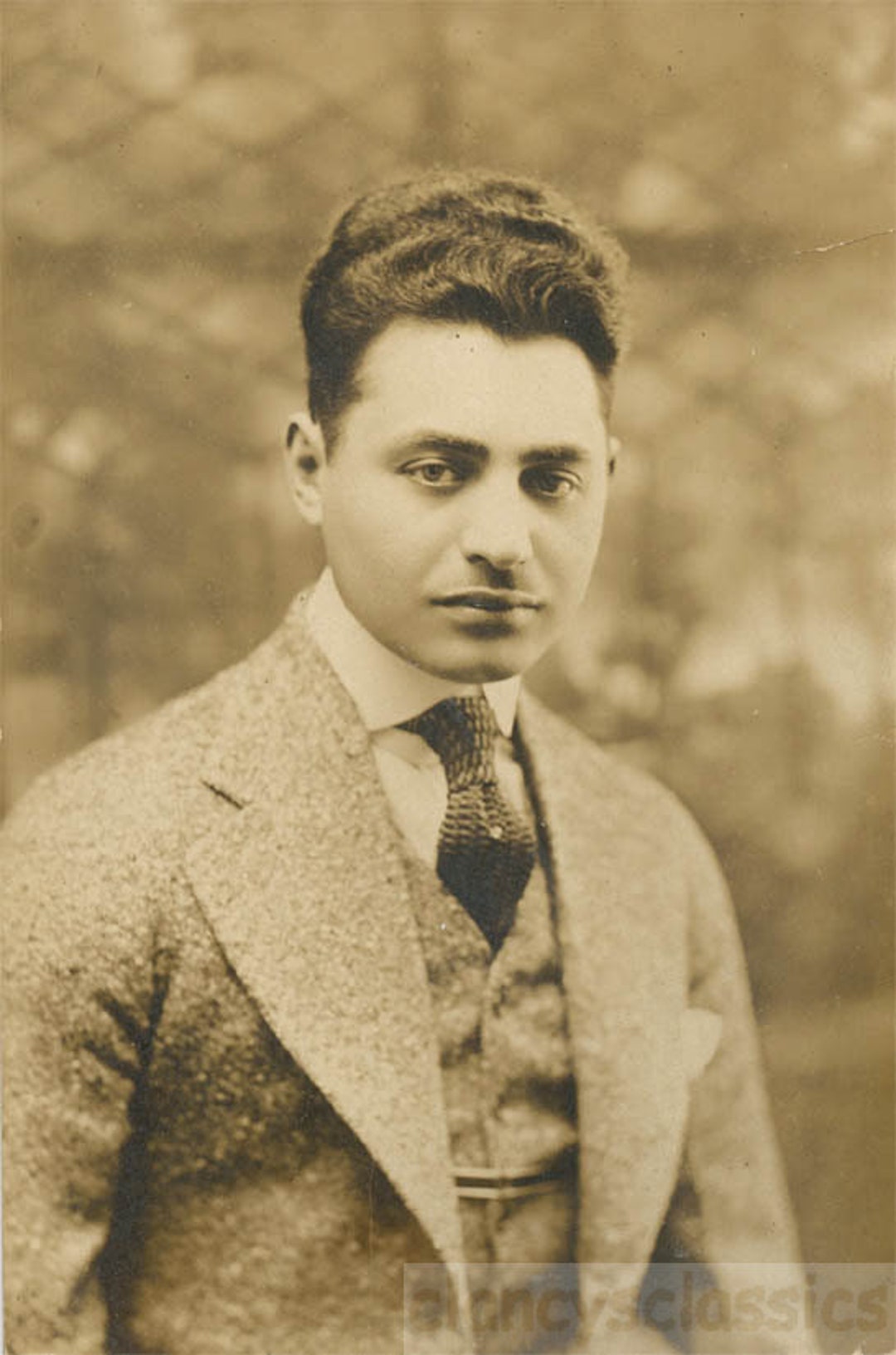 Vintage Photo 1925 Handsome Young Man High Wavy Hair 3 Pc Suit Portrait ...