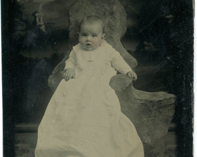 Vintage Photo 1870 Tinted Cheeks Beauty Baby Unusual Chair Held by Arms ...