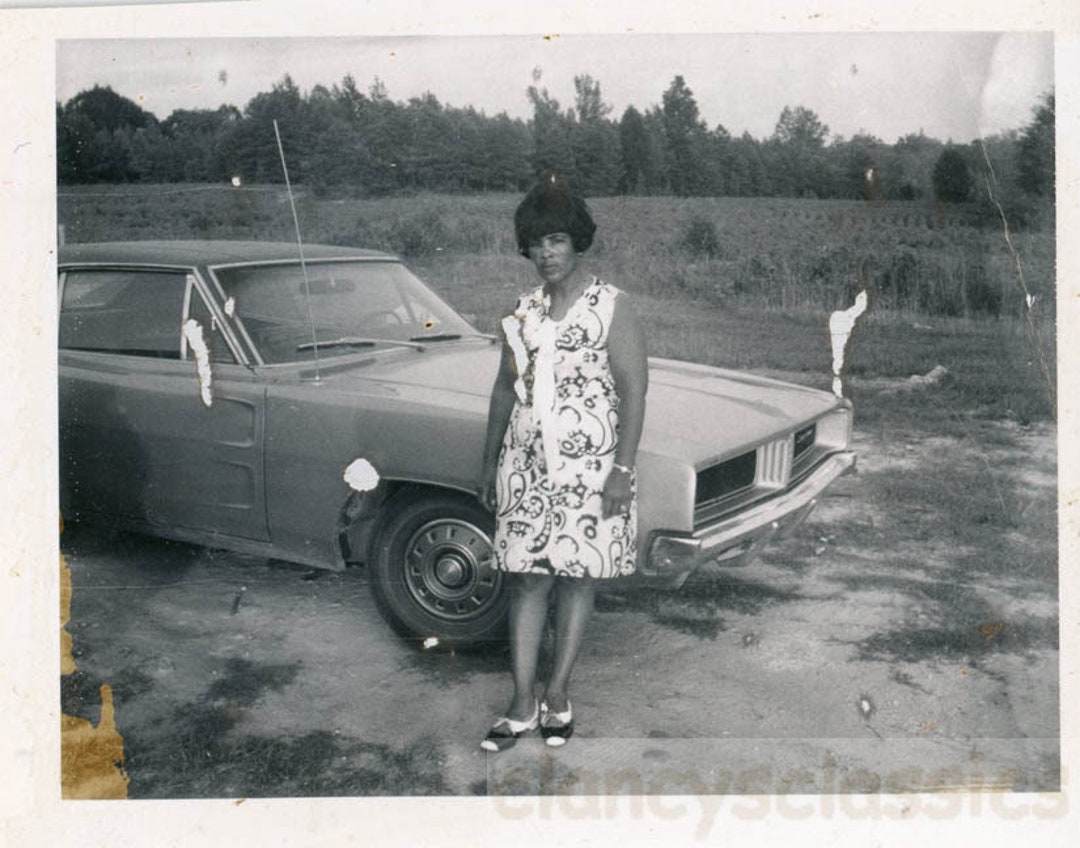 Vintage Snapshot 1970s Polaroid African American Woman by GTO Car 7Q - Etsy