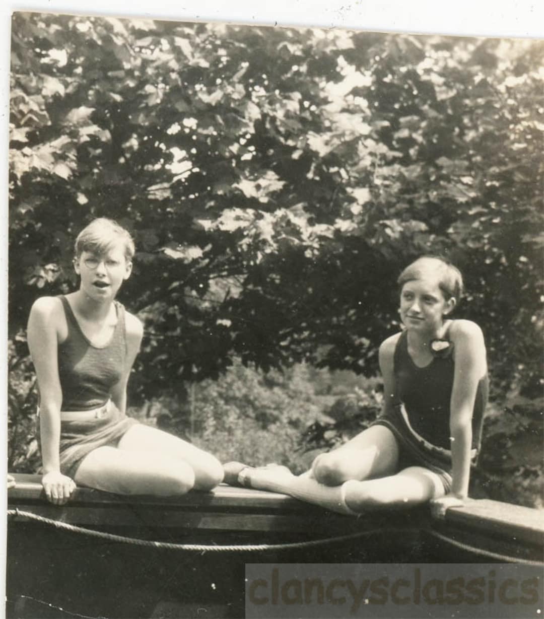 Vintage Photo 1930 Young Women in Wool Swimsuits Short Pixie Haircut at ...