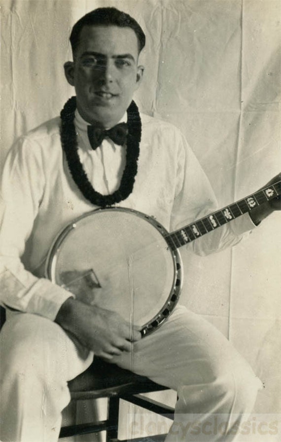 Vintage Photo 1934 Young Man Banjo Player Wears Hawaiian Lei & - Etsy