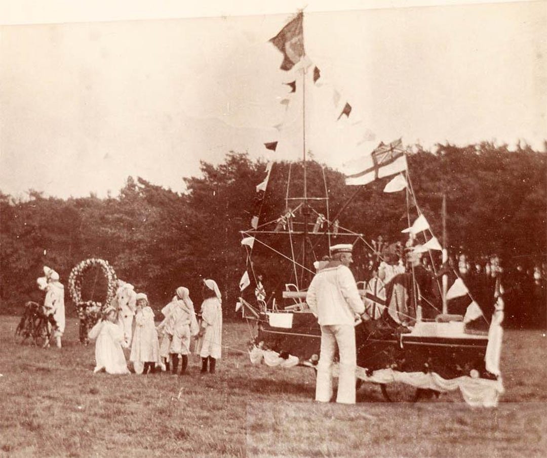 Vintage Photo 1896 Boat Regalia Parade Heading to Water Clowns Little ...