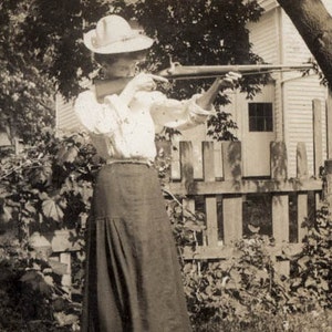 Vintage Photo Western Woman Cowgirl Shoots Rifle Gun Like | Etsy