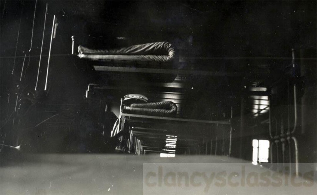 Vintage Photo Vermont Military Bunks Soldier Our Sleeping Quarters Dark ...