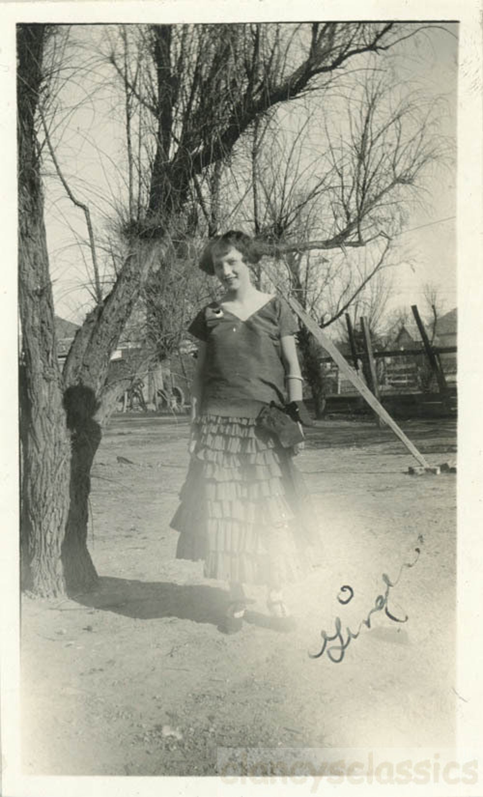 Vintage Photo 1920 Flapper Beauty Ginger Multi Ruffle Dress Big Sash 45 ...
