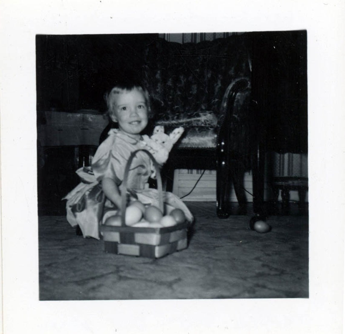 Vintage Photo 1957 Easter Little Girl Easter Basket Eggs 3photo Lot 4 G ...