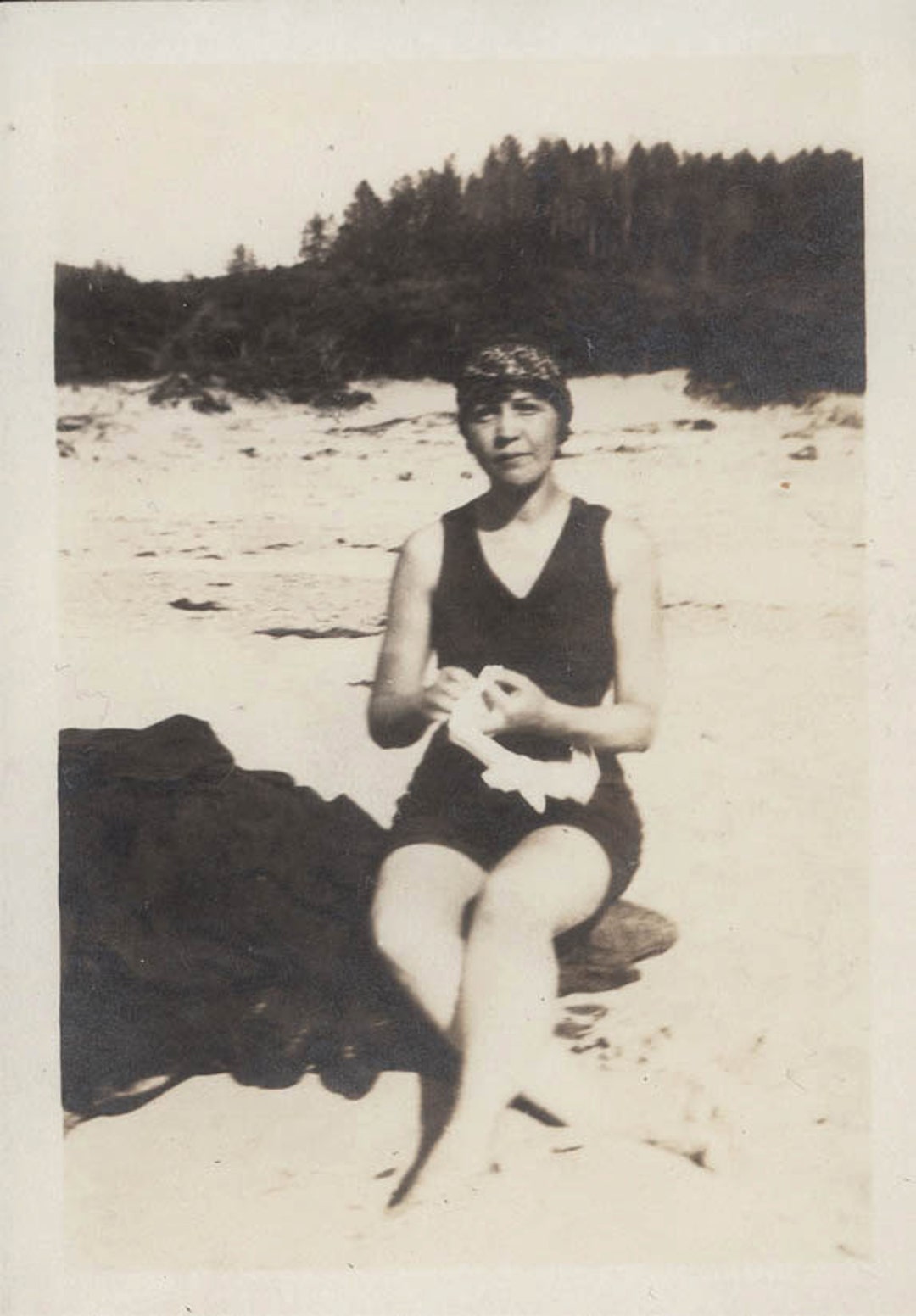 Vintage Photo Flapper Era Bathing Suit Lady on Beach - Etsy
