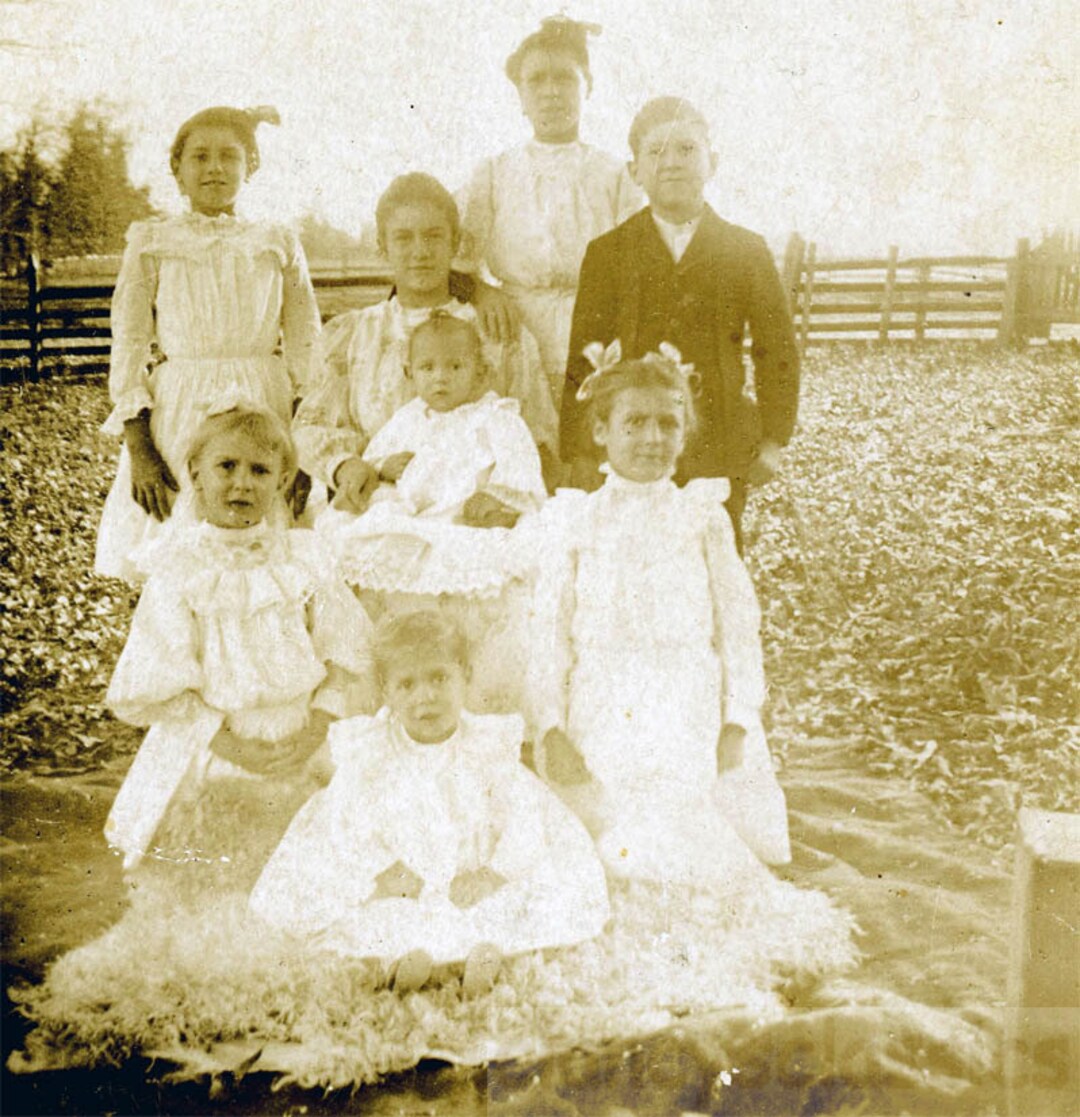 Vintage Photo 1912 Seven Girls & One Boy Children One Family RPPC ...