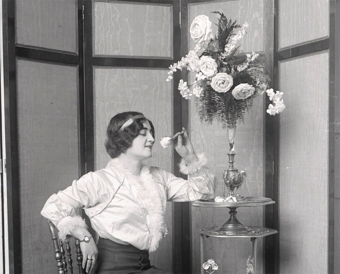 Vintage Photo Print Artist Model French Model Smelling Roses 1900 - Etsy