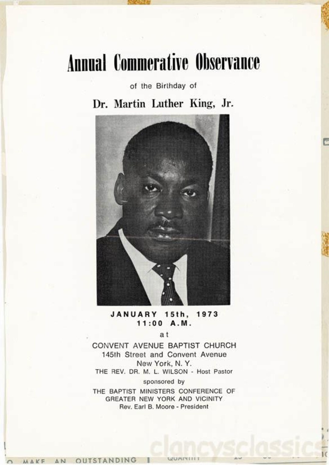 1973 Dr Martin Luther King Birthday Baptist Church Observance Flyer Original - Etsy