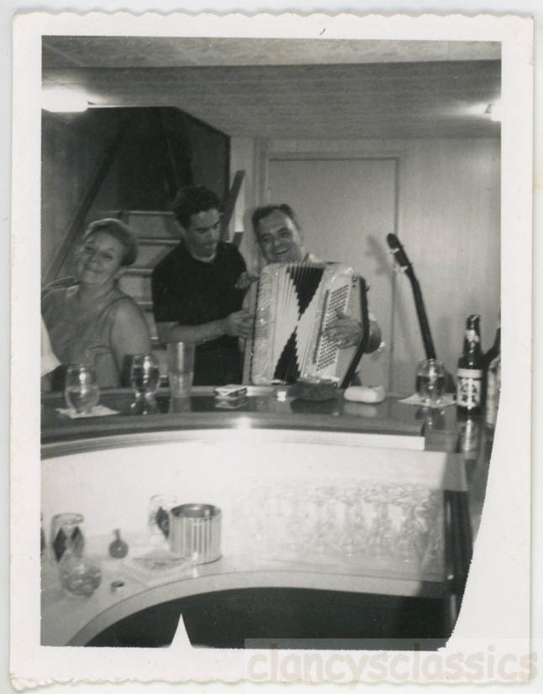 Vintage Photo 1963 Men at Bar Playing Accordion Music Instant Film - Etsy
