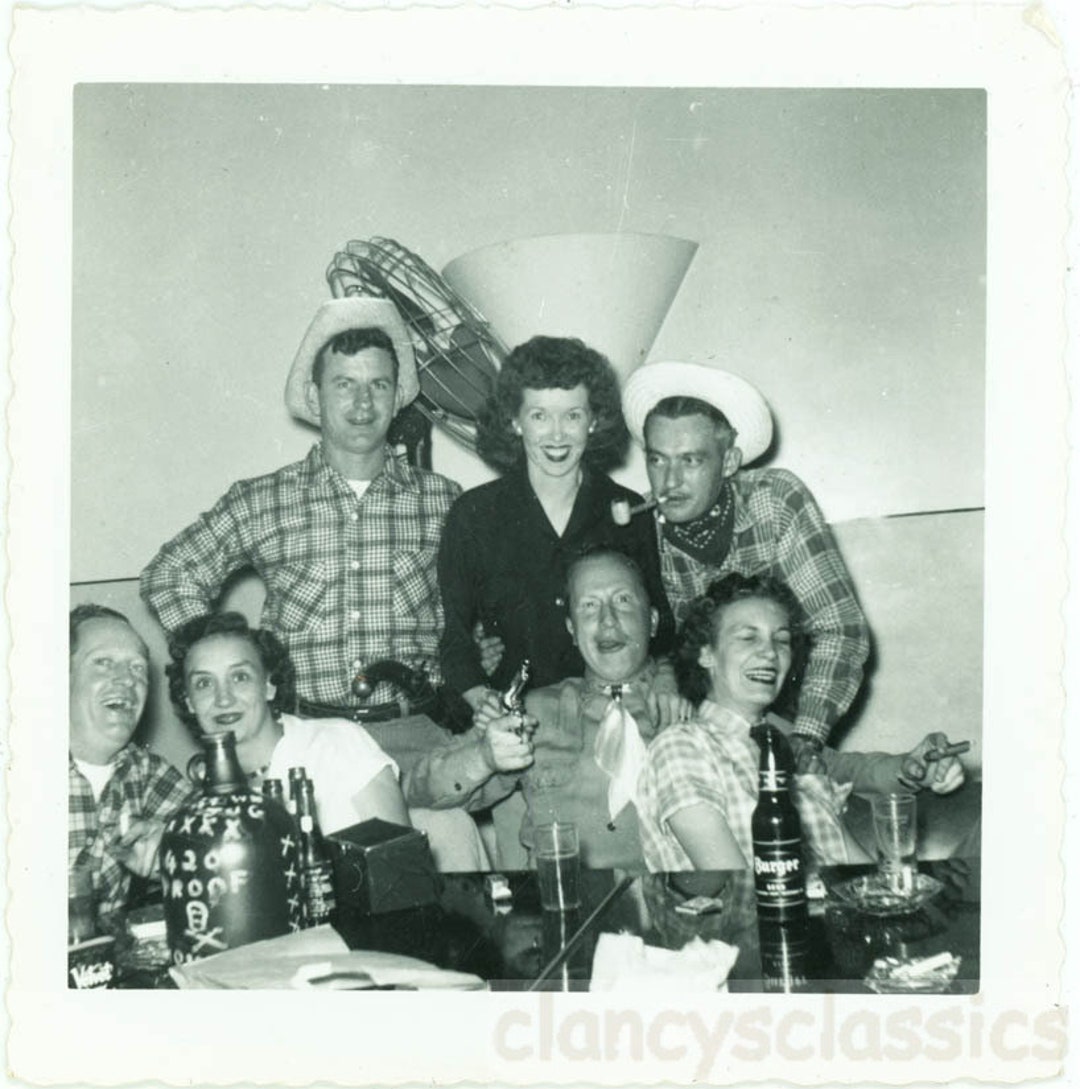 Vintage Photo 1954 Cowboy Couple Party Complete Jug of Moonshine and ...