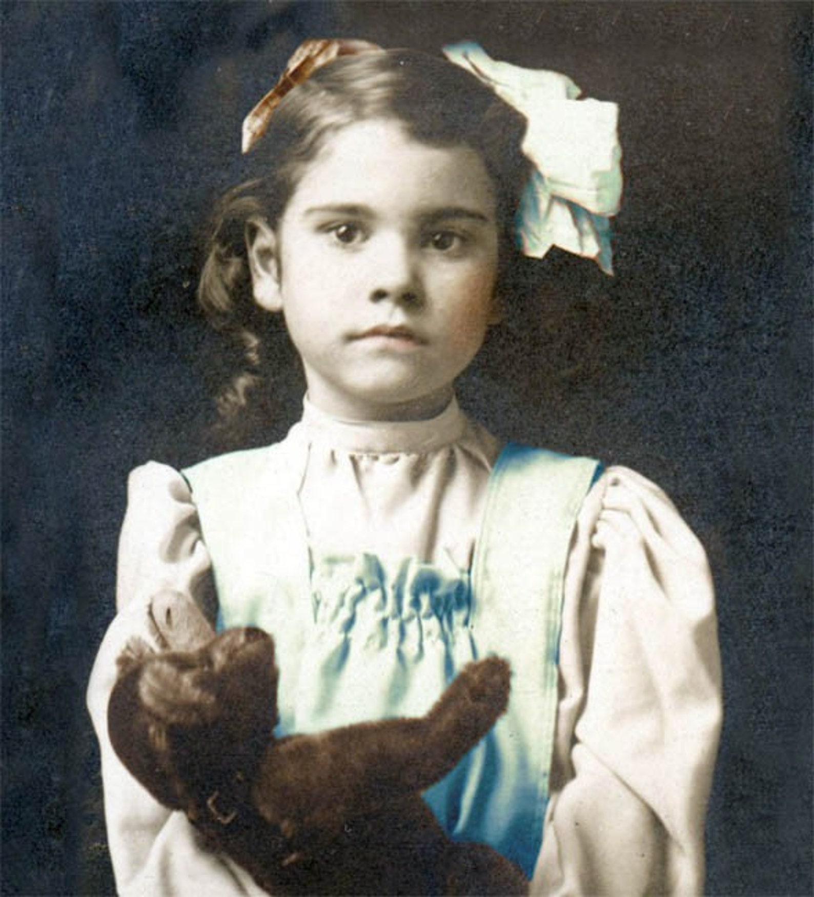 Violet w Her Steiff Teddy Bear Vintage Hand Colored Photograph | Etsy