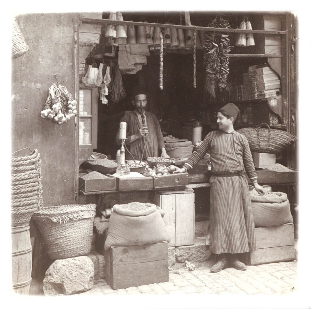 Jerusalem Market Merchants Smoke Hookah Pipe 1915 Photograph Print - Etsy