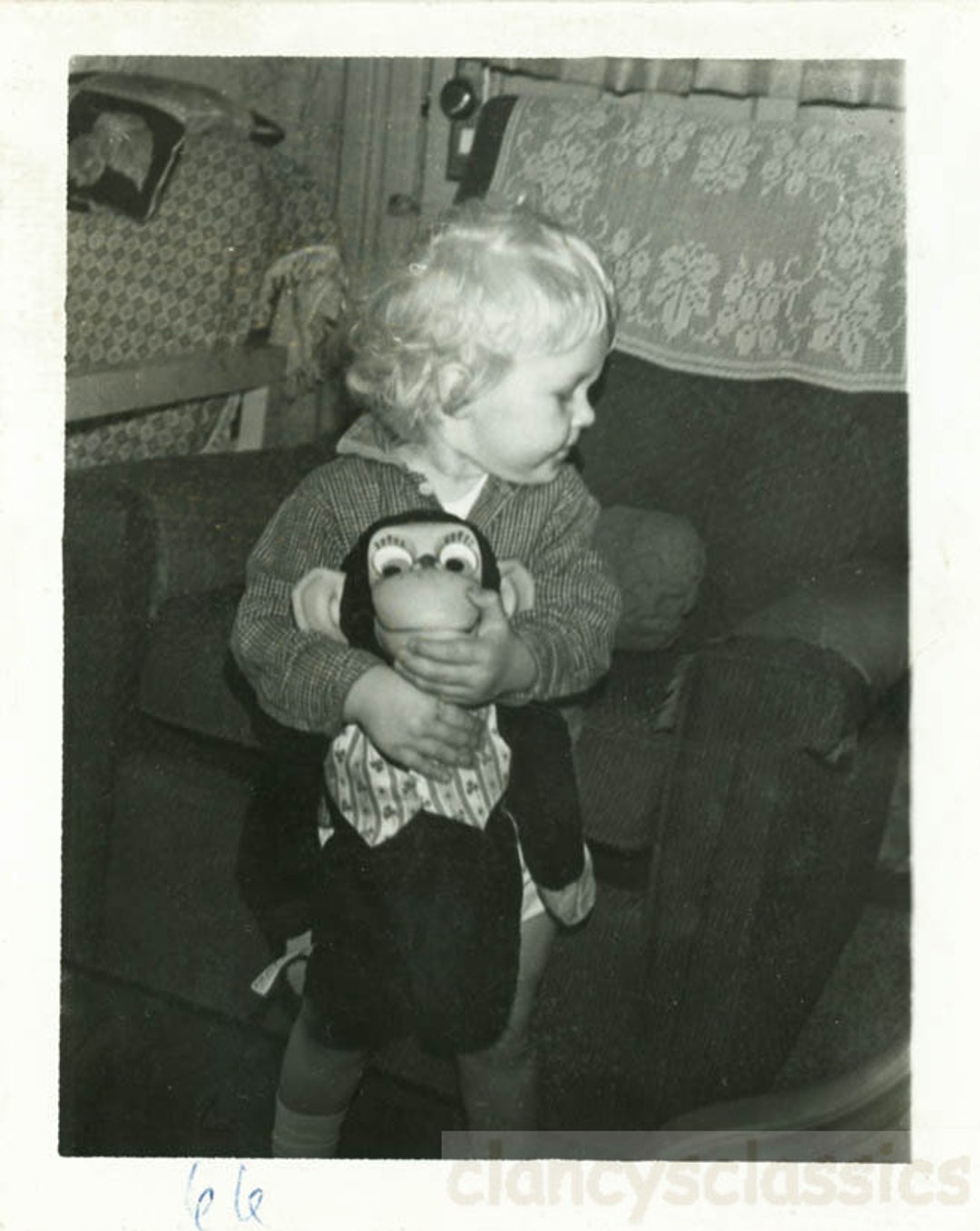 Vintage Photo 1966 Barbara With Chester the Chimp Doll Stuffed Animal ...