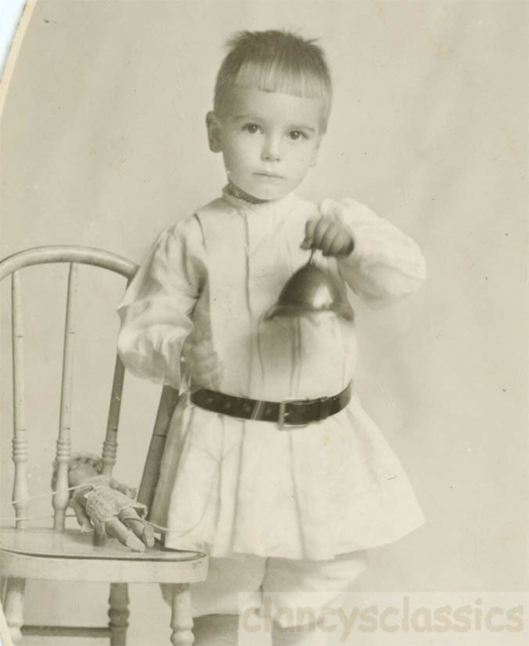 Vintage Photo 1912 Darling Little Boy Short Pants Holds Bell & - Etsy