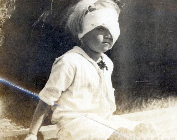 Vintage Photo 1920s Little Girl Medical Bandaged Face Eye Injury ...