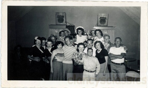 Vintage Photo 1955 Large Group Party People Squeeze Together - Etsy